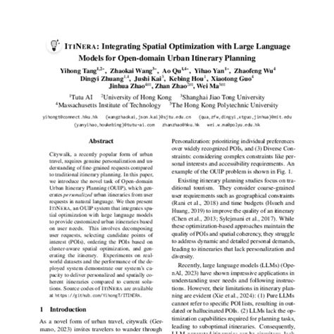 Itinera Integrating Spatial Optimization With Large Language Models For Open Domain Urban