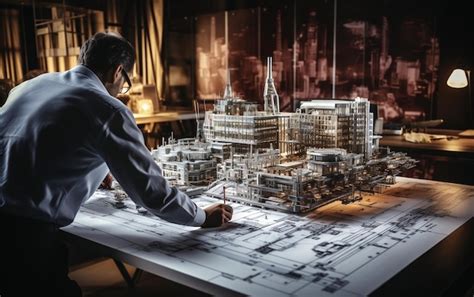 Premium Ai Image Architectengineer Working On Design Generative Ai