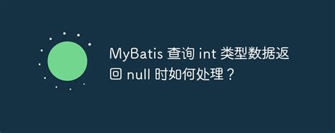 mybatis 查询 int 类型数据返回 null 时如何处理？ 美云