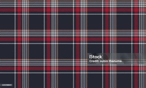 이음매 없는 격자 무늬 네이비 레드 화이트 크림으로 스커트 바지와 같은 의류 디자인에 사용하기에 적합하여 착용자에게 고급스럽고 현대적인 느낌을 줍니다 격자무늬에 대한 스톡