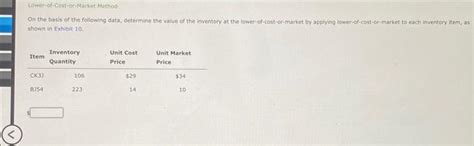 Solved Lower Of Cost Or Market Method On The Basis Of The Chegg Com