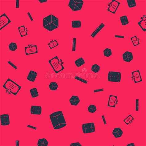 Set Geometric Figure Cube Certificate Template And Ruler On Seamless Pattern Vector Stock