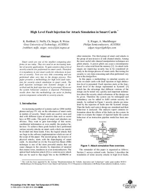 Pdf High Level Fault Injection For Attack Simulation In Smart Cards