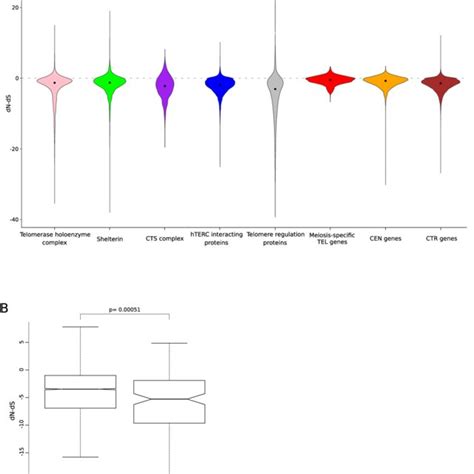 distribution of dn ds values a violin plots of dn ds values