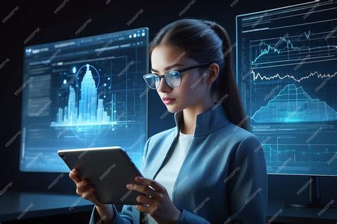 Premium Photo Software Coding Hologram And Woman On Tablet Thinking Of Data Analytics