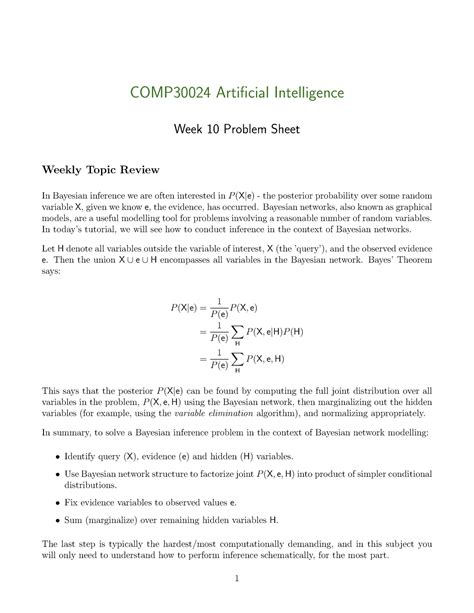 Ai Week10 Lecture Notes For Ai Week 10 Comp30024 Artificial Intelligence Week 10 Problem