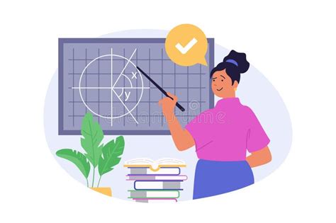 School Learning Concept In Modern Flat Design For Web Woman Working As
