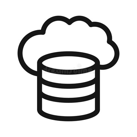 Cloud Database Icon Black Line Art Vector Stock Vector Illustration