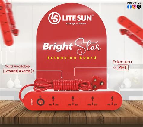 4 Socket Lite Sun Bright Star Power Strip 3 M At ₹ 90 Piece In