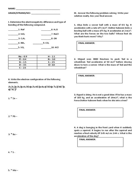 Electron Configuration Activity Pdf Chemistry Atomic