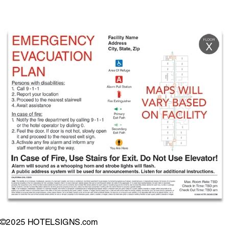 Ca Guest Room Evac Map Small Landscape Hsc Evp 911 Ca 1