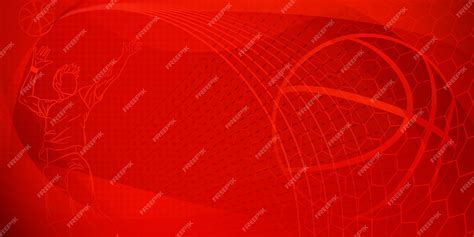 Premium Vector Basketball Themed Background In Red Tones With Abstract Lines Meshes And Dots