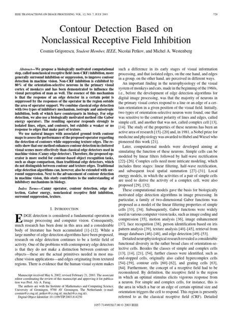 Contour Detection Based On Nonclassical Receptive Field Inhibition
