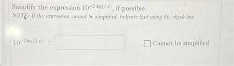 solved simplify the expression 10 2log 3x ﻿if