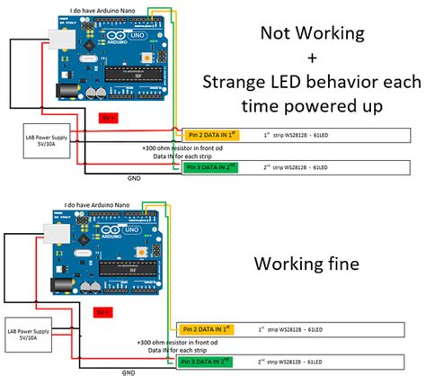 Parallel WS2812B Not Light Up General Electronics Arduino Forum