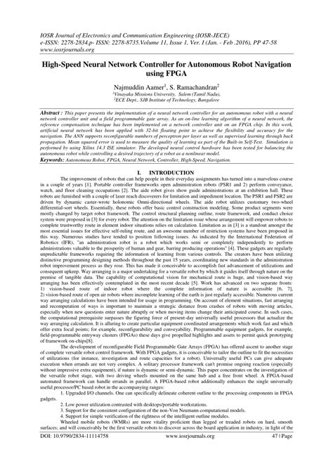 Pdf High Speed Neural Network Controller For Autonomous Robot