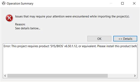 CCS IWR BOOST Error This Project Requires Product SYS BIOS V Or Equivalent