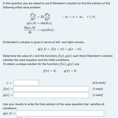 solved in this question you are asked to use d alembert s
