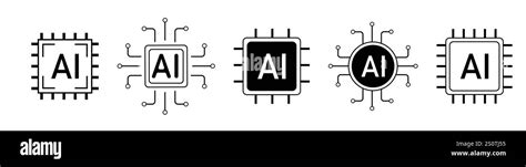 Ai Circuit Board Line Icon Simple Electric Processor Chip Artificial Intelligence Ai Processor