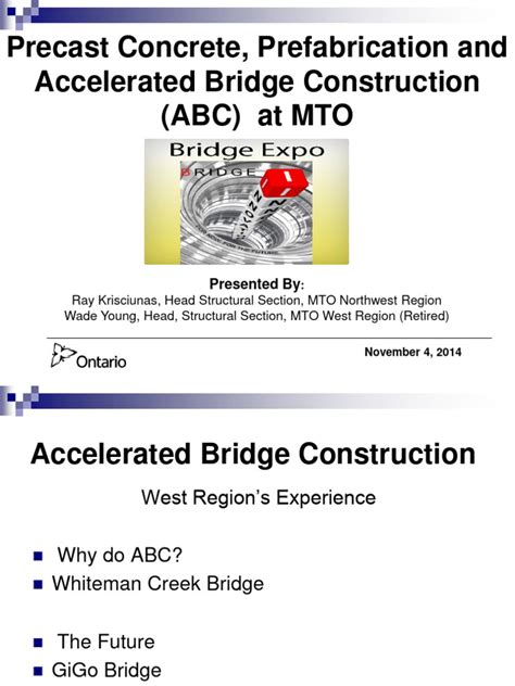 Precast Concrete Prefabrication And Accelerated Bridge Construction Abc At Mto Download Free