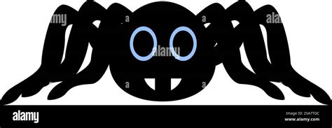Cute Black Spider With Big Blue Eyes And Fangs Is Crawling Friendly Cartoon Spider Crawling