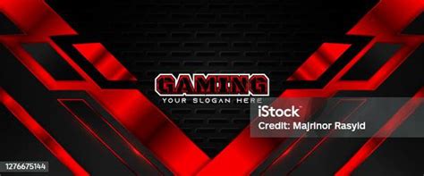 금속 기술 개념과 미래 빨간색과 검은 색 추상적 인 게임 배너 디자인 템플릿 벡터 일러스트레이션 배경 주제에 대한 스톡 벡터