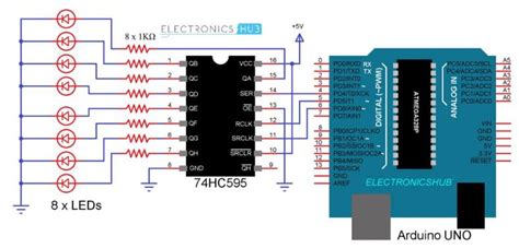 How To Use 74hc595 Shift Register And Interface With Arduino Faq