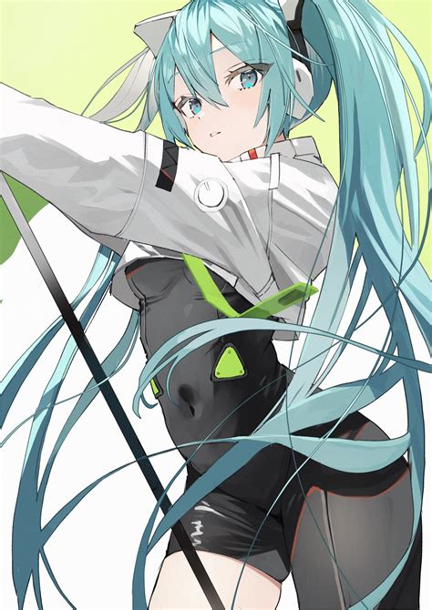 Hatsune Miku Racing Miku And Racing Miku Vocaloid And 1 More Drawn