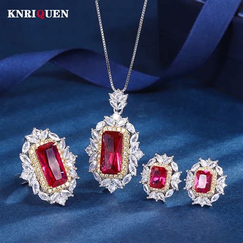 Ruby And Diamond Necklace And Earrings