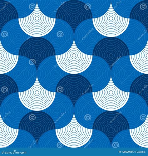 Abstract Geometric Sea Water Seamless Pattern Stock Vector