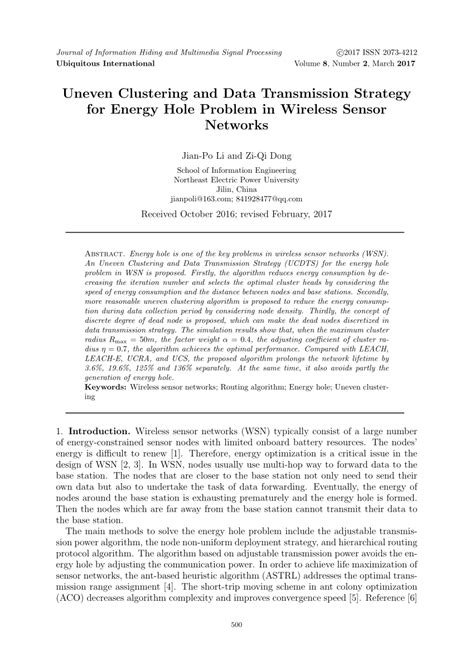 Pdf Uneven Clustering And Data Transmission Strategy For Energy Hole