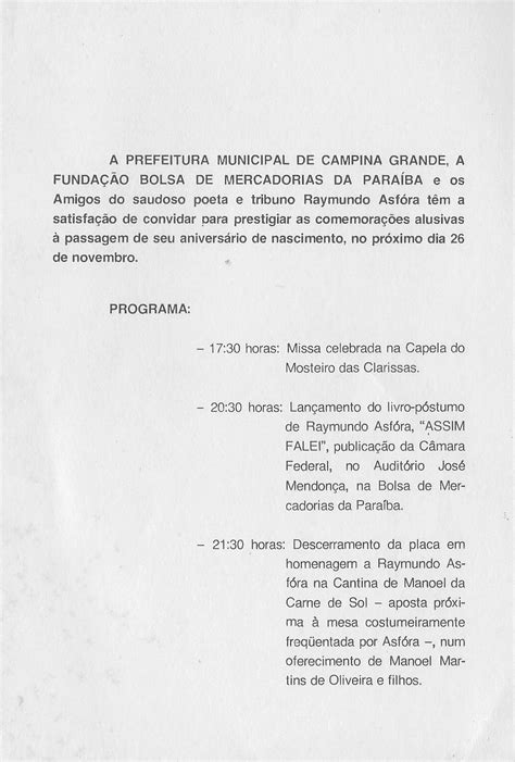 Retalhos Históricos De Campina Grande Raimundo Asfora 26 De Novembro 81 Anos De Nascimento