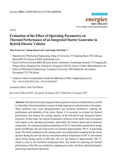 Pdf Evaluation Of The Effect Of Operating Parameters On Thermal Performance Of An Integrated