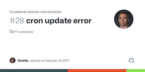 cron update error · issue 28 · linuxserver docker transmission · github