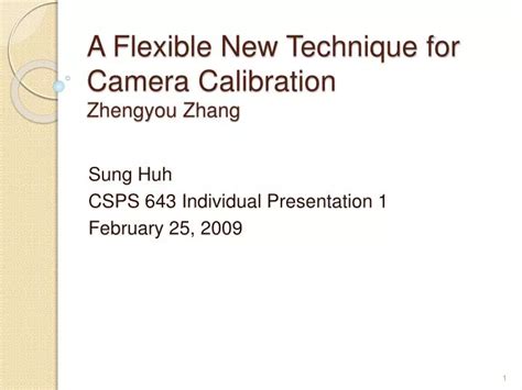 Ppt A Flexible New Technique For Camera Calibration Zhengyou Zhang Powerpoint Presentation