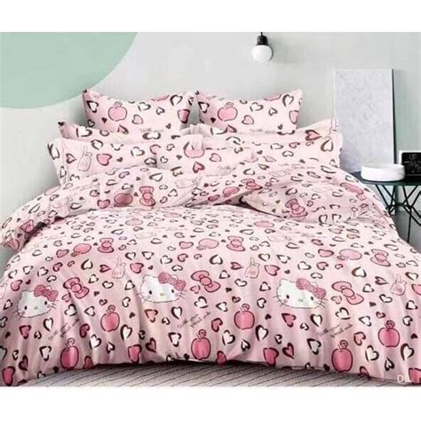ชุดเครื่องนอนลายการ์ตูนคิตตี้น่ารักๆ ขนาด 3 5 5 6 ฟุต ผ้าปูที่นอน ผ้านวมครบชุด Shopee Thailand