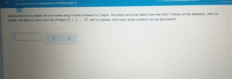Solved Permutations And Combinations Problem Type 3 Serial Numbers