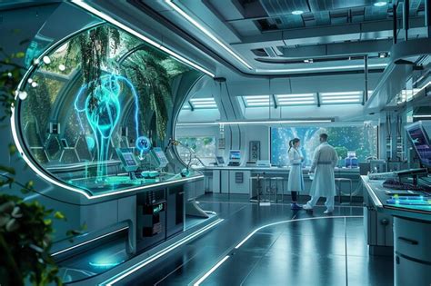 A Futuristic Lab With Scientists Genetically Engin Generative Ai Premium Ai Generated Image