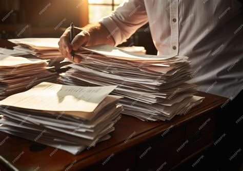 Un Primer Plano De Las Manos De Un Contable Organizando Meticulosamente
