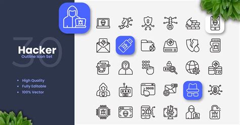 Hacker Outline Icons Icons Ft Icons And Hacker Envato