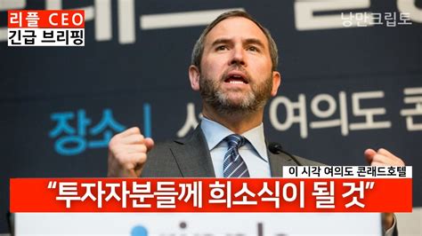 리플 보유자 전원 주목 Ceo 통 큰 결단 Xrp Youtube