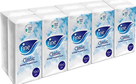 Fine Classic Facial Pocket Tissues 3 Ply Pack Of 10 X 10 Sheets Good