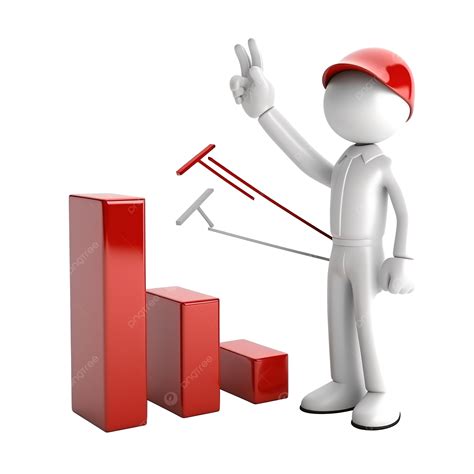 Character With Statistic Up 3d Illustration Success 3d Character Png