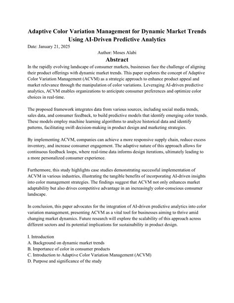 Pdf Adaptive Color Variation Management For Dynamic Market Trends