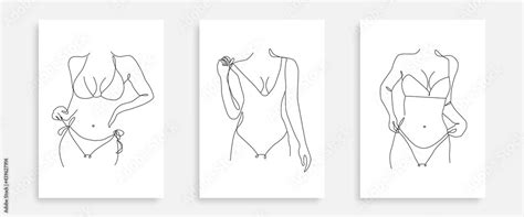 Female Body Line Art Set Of 3 Prints Woman Body One Line Art Drawing