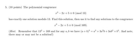 Solved 5 10 Points The Polynomial Congruence
