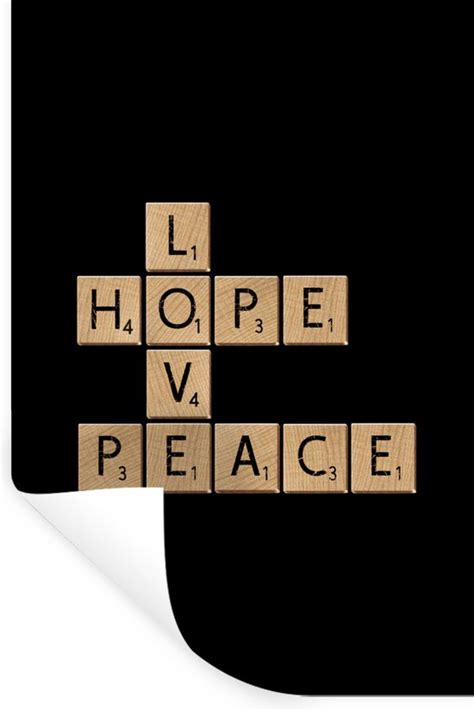 Muurstickers Sticker Folie Quotes Love Hope Peace Scrabble