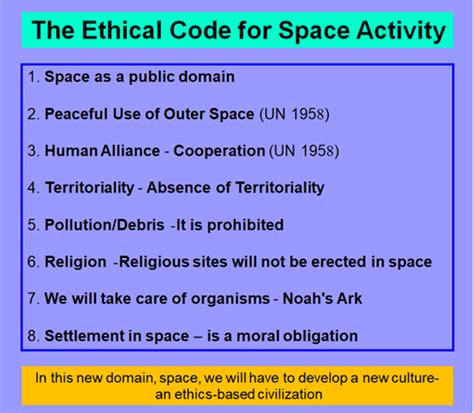 The Eight Ethics Of Space Activity As A Single Document ETHICAL CODE FOR SPACE ACTIVITY