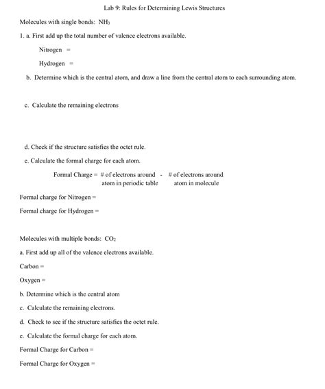 Solved Lab 9 Rules For Determining Lewis Structures Molecules With