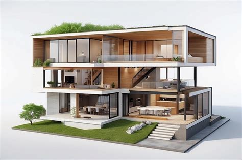 Modern Home Cross Section 3d Rendering Premium Ai Generated Image